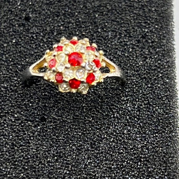 Vintage | Jewelry | Vintage 4row Red Rhinestone Ring Size 8 | Poshmark